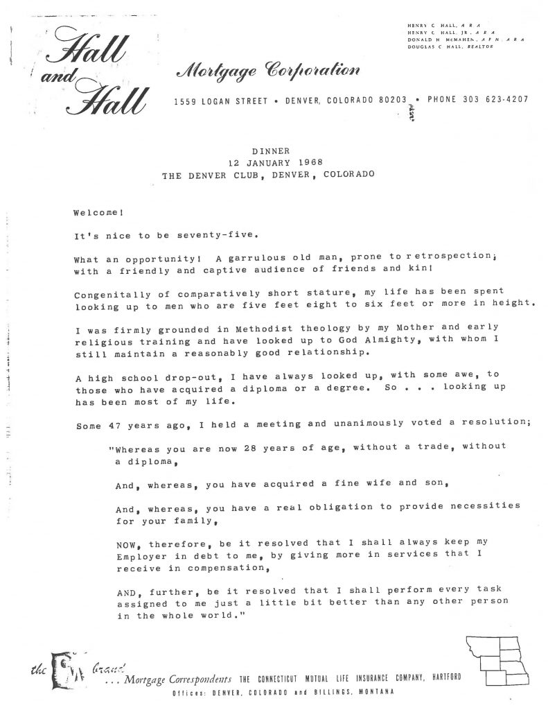 Henry C. Hall - A Legendary Leader - Hall and Hall